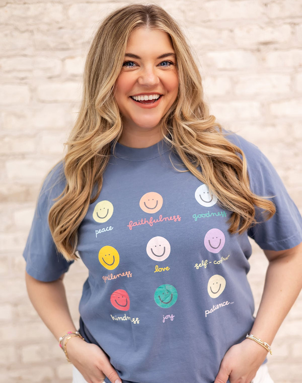 Smiley Faces Fruits Of The Spirit Tee - Blue - Callie Danielle Shop