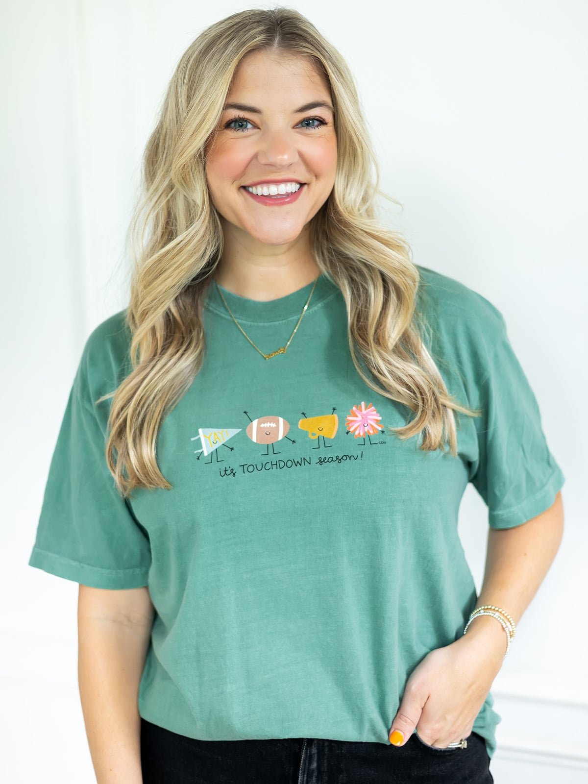 Touchdown Season Football Tee - Light Green - Callie Danielle Shop