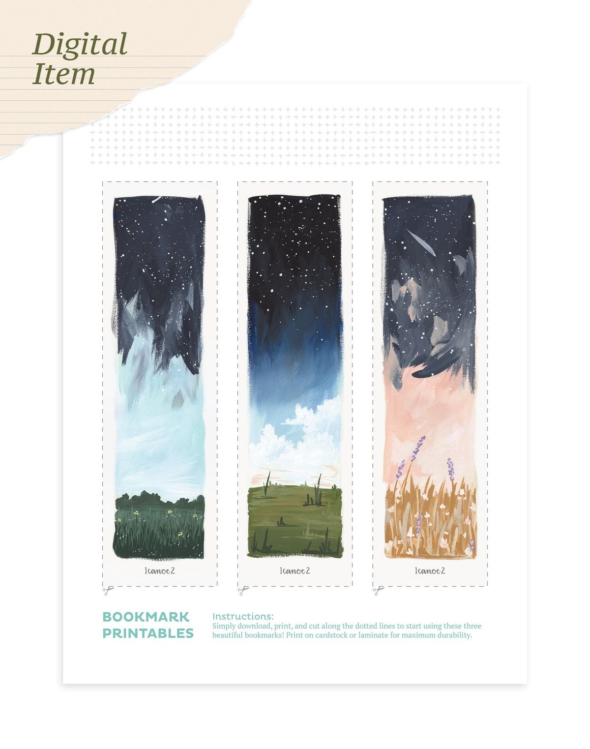 Digital Printable Landscape Bookmarks - 1canoe2