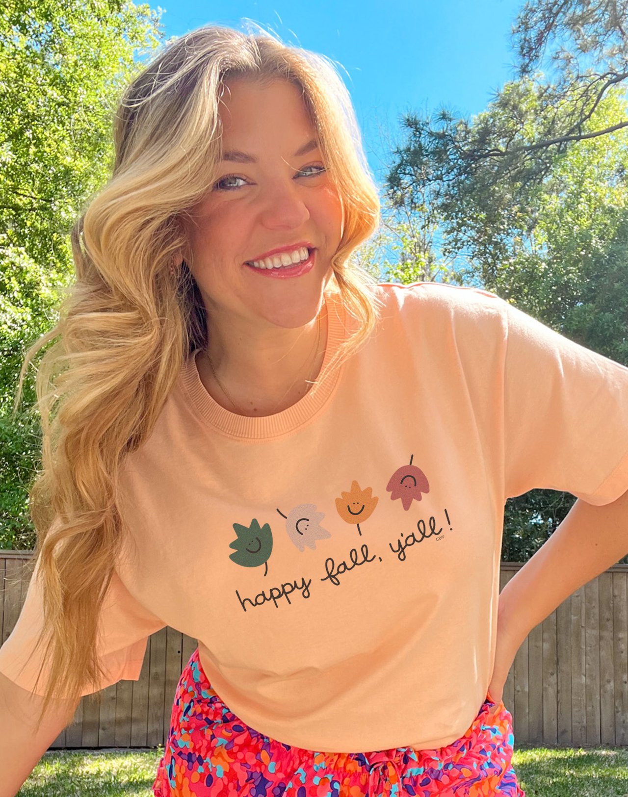Happy Fall Y'all - Callie Tee - Peachy Pink - Callie Danielle Shop