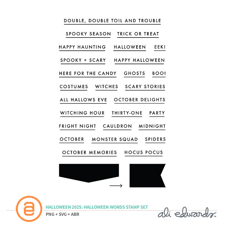 Ali Edwards Design Inc. | Halloween Words Digital Stamp Set
