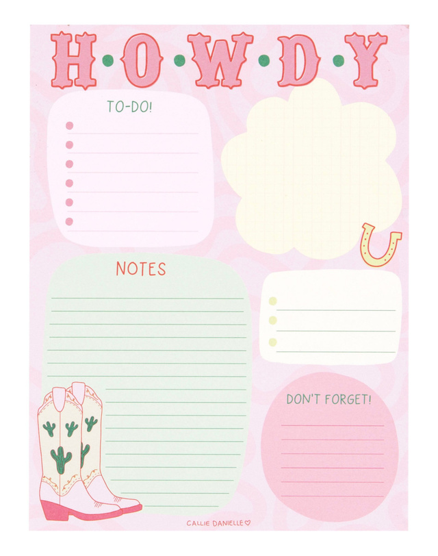 Howdy Cowgirl Boots Western Daily Notepad - Callie Danielle Shop