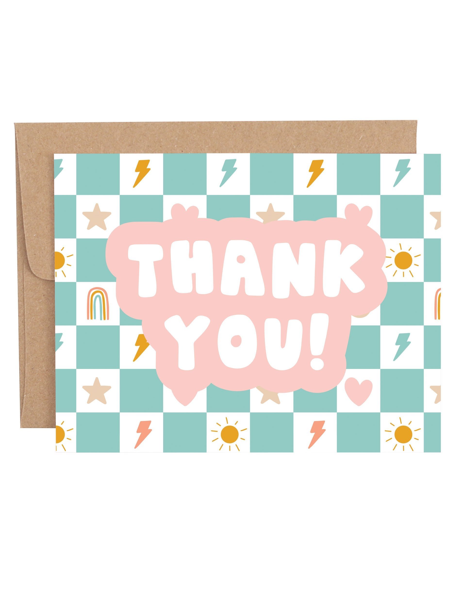 Checkerboard Icons Thank You Greeting Card - Callie Danielle Shop