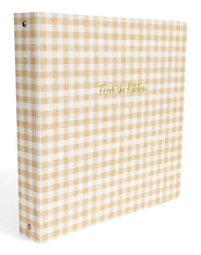Beige Gingham Large Recipe Binder - 1canoe2