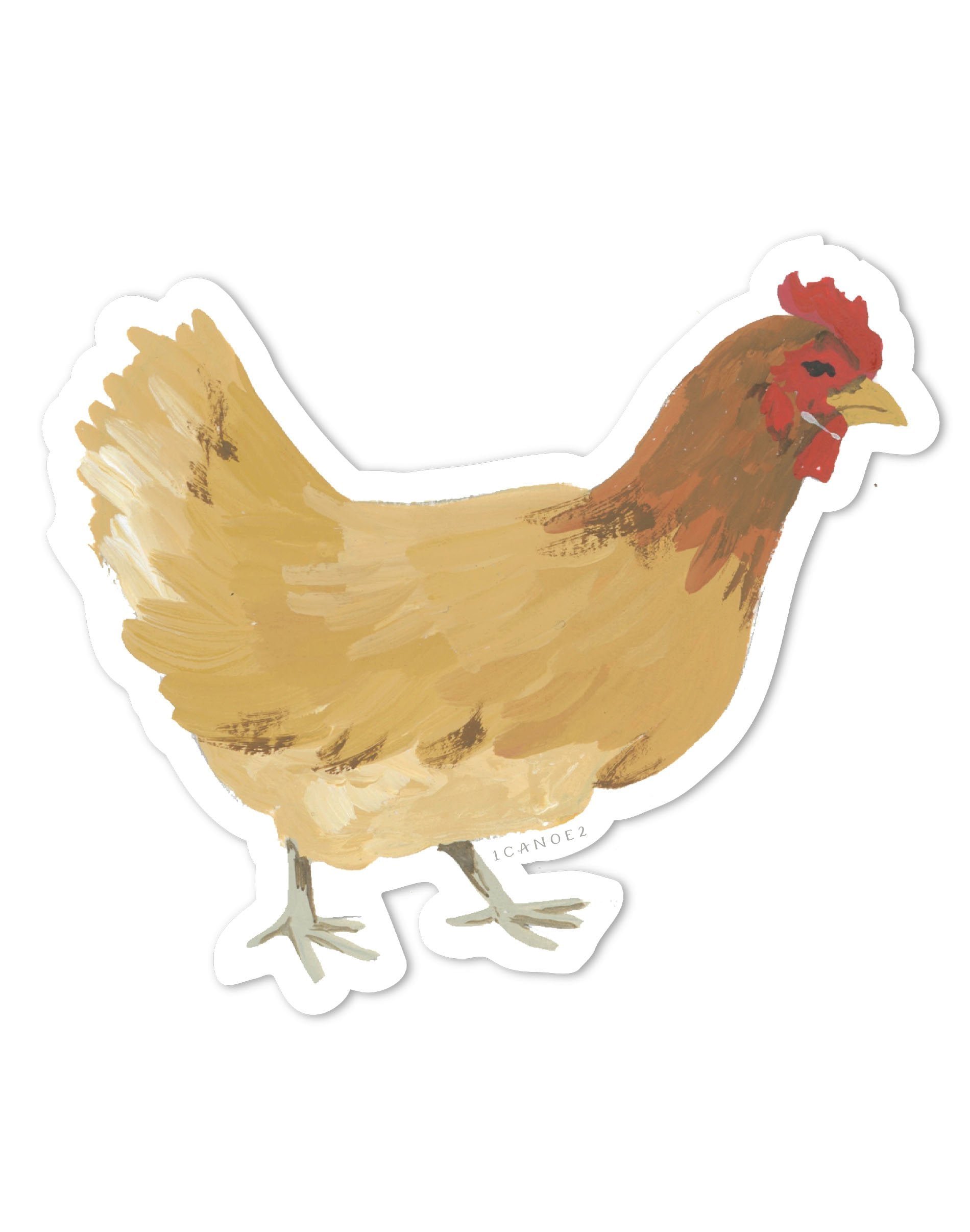 Brown Chicken Decal Sticker - 1canoe2