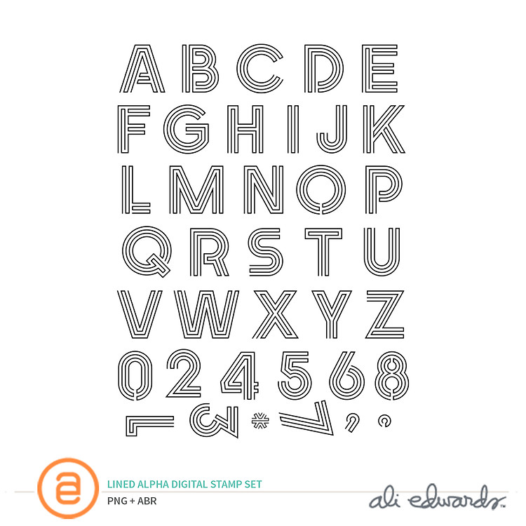 Ali Edwards Design Inc. | Lined Alpha Digital Stamp Set